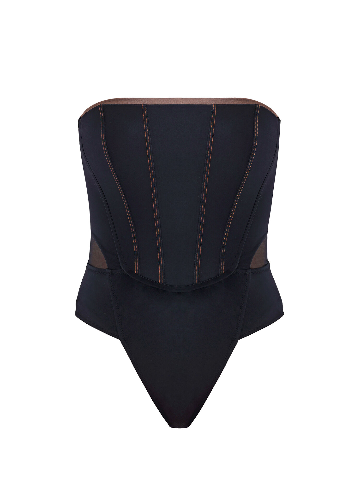 Sellie - Sculpt Black Strapless Corset Swimsuit