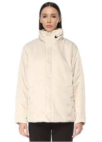 Nike Kadın Beyaz Dik Yaka Logolu Ceket L EU Nike Kadın Beyaz Dik Yaka Logolu Ceket L EU