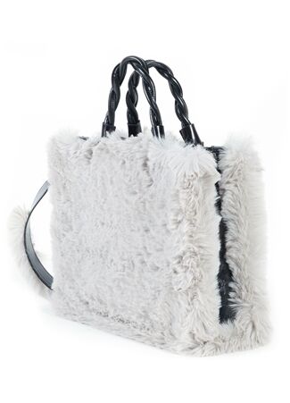 Boobag Kadın Gri Shearlingli Omuz Çantası EU Boobag Kadın Gri Shearlingli Omuz Çantası EU