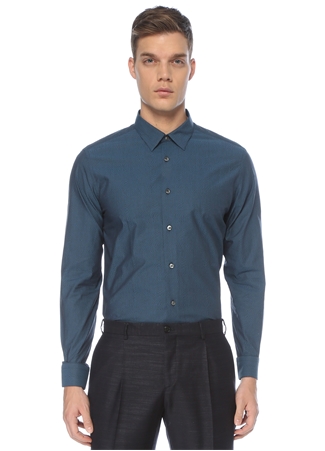 Pal Zileri Erkek Lacivert İngiliz Yaka Gömlek Mavi 38 IT