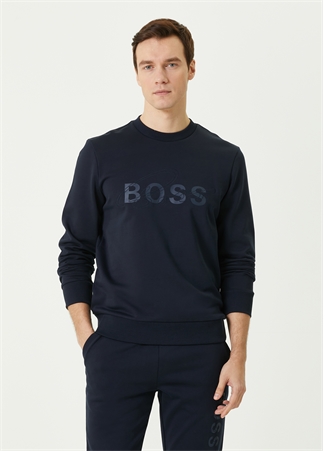 Boss Erkek Lacivert Logo Detaylı Sweatshirt L EU Boss Erkek Lacivert Logo Detaylı Sweatshirt L EU