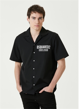 Dsquared2 Erkek Siyah Kontrast Logo Detaylı Gömlek 48 IT Dsquared2 Erkek Siyah Kontrast Logo Detaylı Gömlek 48 IT