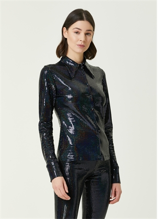 Dodo Bar Or Kadın Siyah Parıltı Hologramik Desenli Abiye Bluz 40 IT Dodo Bar Or Kadın Siyah Parıltı Hologramik Desenli Abiye Bluz 40 IT