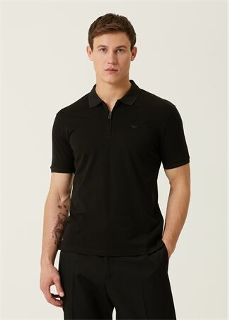 Emporio Armani Erkek Siyah Polo Yaka Logolu T-shirt M EU