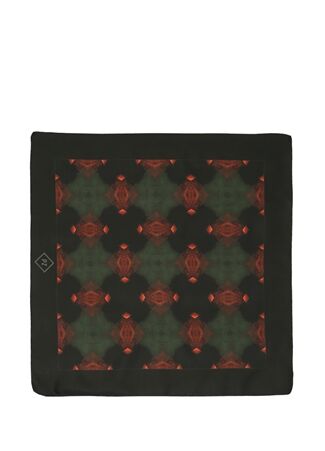 Pal Zileri Erkek Yeşil Geometrik Desenli İpek Atkı EU