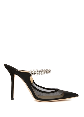 Jimmy Choo Kadın Siyah Taşlı Bant Detaylı Terlik 40 EU