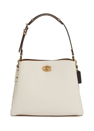Coach Kadın Beyaz Logolu Deri Omuz Çantası EU