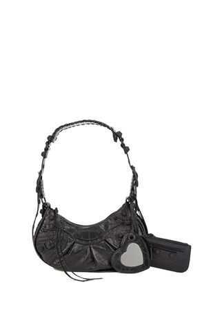 Balenciaga Kadın Le Cagole XS Siyah Dokulu Deri Omuz Çantası EU