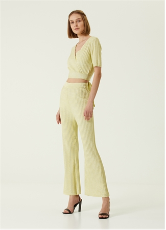 Academia Kadın Sarı Yüksek Bel Triko Pantolon XS
