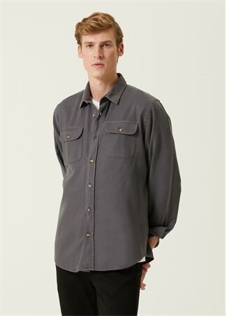 Beymen Collection Erkek Antrasit Dış Gömlek Gri M EU