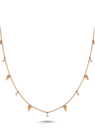 Collection-Selda Jewellery Kadın Pırlanta Detaylı Altın Rengi Kolye EU