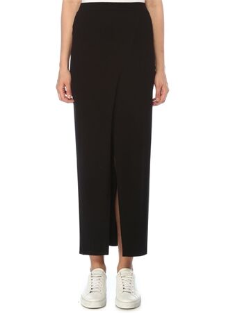 Tru Kadın Siyah Yırtmaç Detaylı Midi Etek XS EU