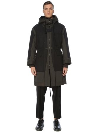 Isabel Benenato Erkek Antrasit Haki Kapüşonlu Yün Parka Gri 50 IT