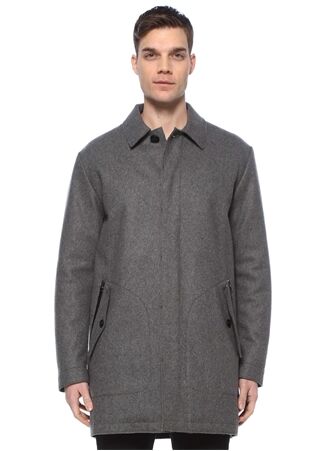 Palzileri Lab Erkek Gri Polo Yaka Yün Yağmurluk 50 IT