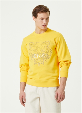 Kenzo Erkek Sarı Kaplan Nakışlı Logolu Sweatshirt S EU Kenzo Erkek Sarı Kaplan Nakışlı Logolu Sweatshirt S EU