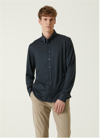 Beymen Collection Erkek Slim Fit Füme Düğmeli Yaka Jersey Gömlek Gri 40 IT Beymen Collection Erkek Slim Fit Füme Düğmeli Yaka Jersey Gömlek Gri 40 IT