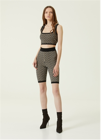 Balmain Kadın Siyah Bej Logo Jakarlı Yün Şort 36 FR Balmain Kadın Siyah Bej Logo Jakarlı Yün Şort 36 FR