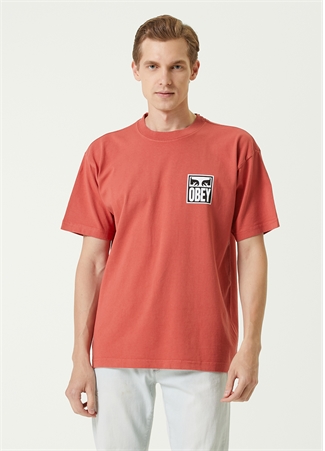 Obey Erkek Kırmızı Bisiklet Yaka Logolu T-shirt S EU