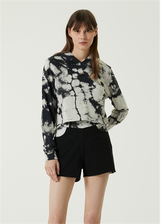 Bassigue Kadın Siyah Batik Desenli Sırt Detaylı Sweatshirt M EU