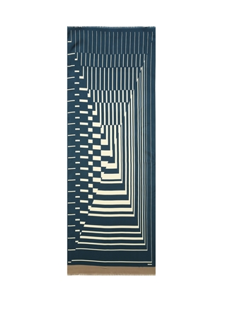 Pal Zileri Erkek Lacivert Geometrik Desenli İpek Atkı EU Pal Zileri Erkek Lacivert Geometrik Desenli İpek Atkı EU