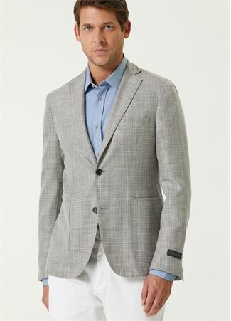 Pal Zileri Erkek Gri Kelebek Yaka Yün Ceket 50 IT