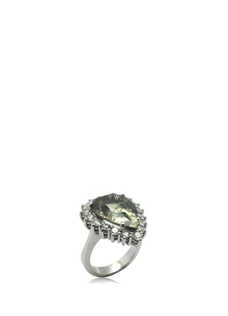 Collection Kadın Silver Damla Formlu Pırlantalı Altın Rengi Yüzük EU Collection Kadın Silver Damla Formlu Pırlantalı Altın Rengi Yüzük EU