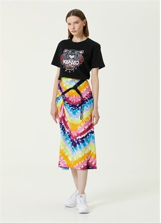 Kenzo Kadın Batik Desenli Bant Detaylı Midi Etek 36 FR