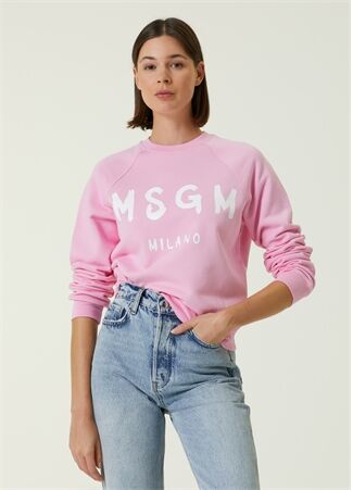 Msgm Kadın Pembe Bisiklet Yaka Logolu Sweatshirt S EU Msgm Kadın Pembe Bisiklet Yaka Logolu Sweatshirt S EU