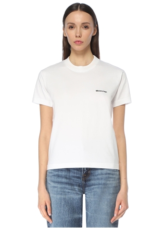 Balenciaga Kadın Beyaz Bisiklet Yaka Logo Detaylı T-shirt S EU Balenciaga Kadın Beyaz Bisiklet Yaka Logo Detaylı T-shirt S EU