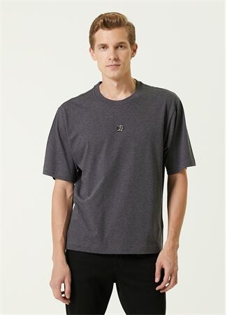 Dolce&Gabbana Erkek Gri Logo Detaylı T-shirt 44 IT