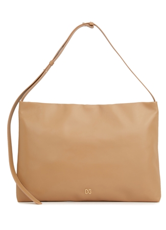 Network Kadın Camel Deri Omuz Çantası Kahverengi EU