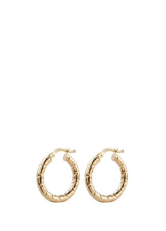 Collection Kadın Lazer Kesim Desenli Halka Formlu Altın Rengi Küpe EU