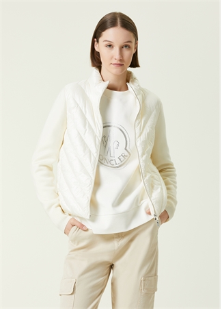 Moncler Kadın Beyaz Triko Garnili Yün Ceket XS EU Moncler Kadın Beyaz Triko Garnili Yün Ceket XS EU
