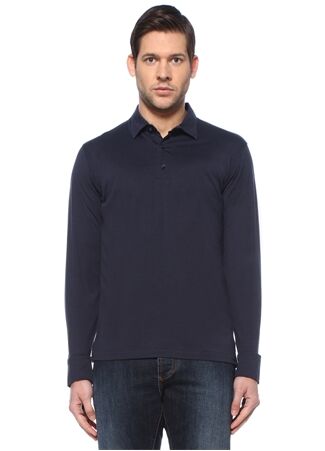 Isaia Erkek Lacivert Polo Yaka İpek Sweatshirt XXL EU Isaia Erkek Lacivert Polo Yaka İpek Sweatshirt XXL EU