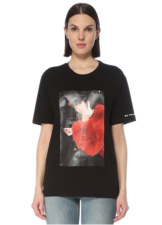 Ma Primi Giovani Kadın Kenny Siyah Bisiklet Yaka Basic T-shirt L EU