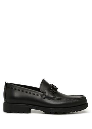 Salvatore Ferragamo Erkek Siyah Deri Loafer 3 UK