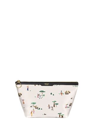 Wouf Kadın Baobab Desenli Deri Makyaj Çantası Bej EU Wouf Kadın Baobab Desenli Deri Makyaj Çantası Bej EU