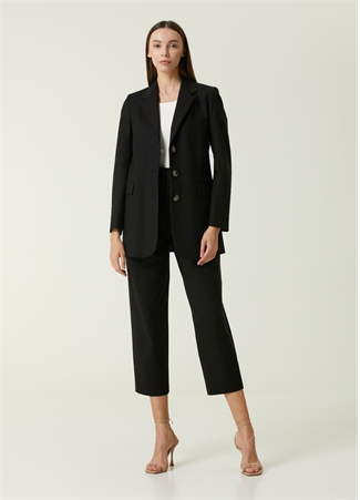 Pia Brand Kadın Poca Siyah Yüksek Bel Pilili Crop Pantolon 34 EU