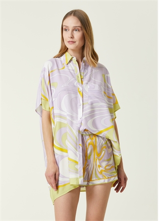 Emilio Pucci Mare Kadın Lila Gömlek Yaka Desenli Tunik Mor 40 IT Emilio Pucci Mare Kadın Lila Gömlek Yaka Desenli Tunik Mor 40 IT