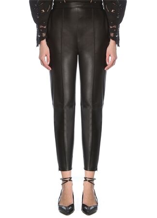 Isabel Marant Kadın Siyah Yüksek Bel Deri Pantolon 36 FR