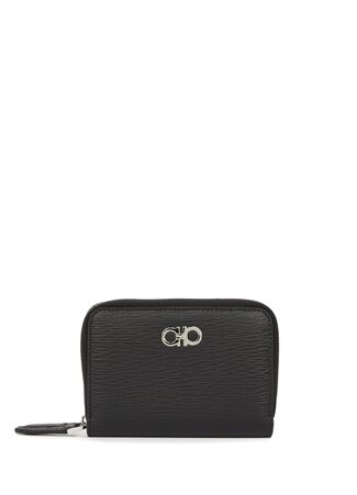 Salvatore Ferragamo Erkek Siyah Logolu Deri Kartlık EU