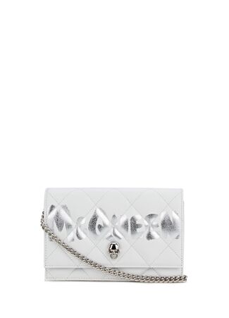 Alexander McQueen Kadın Beyaz Logo Baskılı Deri Çanta EU Alexander McQueen Kadın Beyaz Logo Baskılı Deri Çanta EU