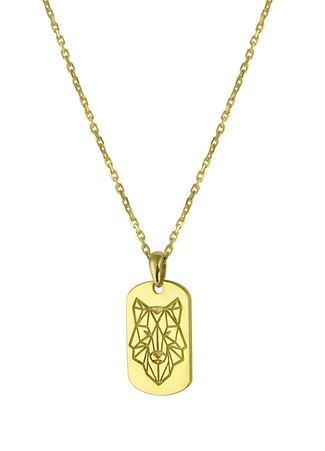 Kayra Khan Erkek Wolf Head Gold Gümüş Rengi Kolye Altın EU Kayra Khan Erkek Wolf Head Gold Gümüş Rengi Kolye Altın EU
