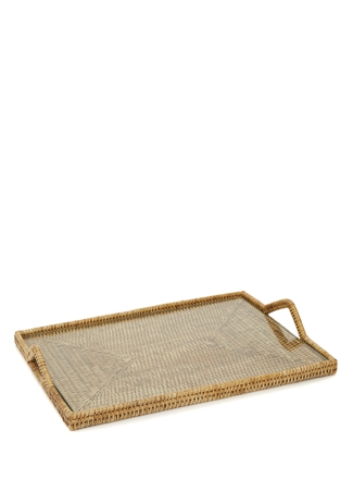 Baolgi Large Rattan Kulplu Cam Peynir Tabağı Bej Baolgi Large Rattan Kulplu Cam Peynir Tabağı Bej