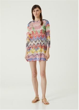 Missoni Mare Kadın Desenli Sırt Dekolteli Tunik 40 IT