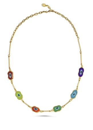 Berrin Özkan Kadın Cam Nazar Boncuklu Altın Rengi Kaplama Kolye EU