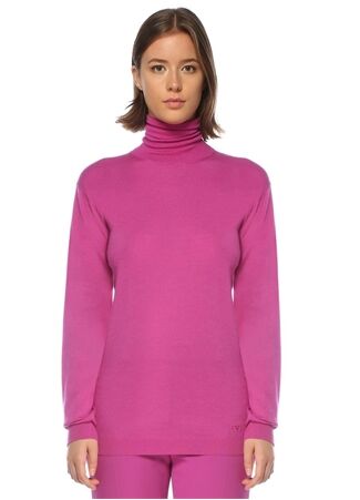 Valentino Kadın Şeftali Balıkçı Yaka Kaşmir Kazak Pembe XS EU
