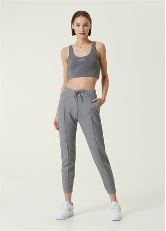 Bassigue Kadın Gri Beli Kordonlu Eşofman Altı S EU