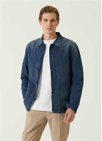Closed Erkek Mavi Polo Yaka Kontrast Dikişli Denim Gömlek M EU Closed Erkek Mavi Polo Yaka Kontrast Dikişli Denim Gömlek M EU