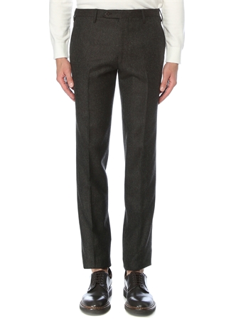 Rota Erkek Haki Desenli Dar Paça Yün Pantolon Yeşil 50 IT